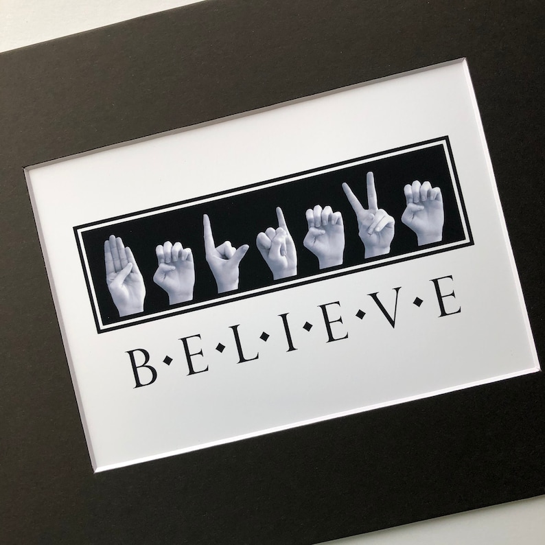 BELIEVE ASL American Sign Language Letters Black & White | Etsy