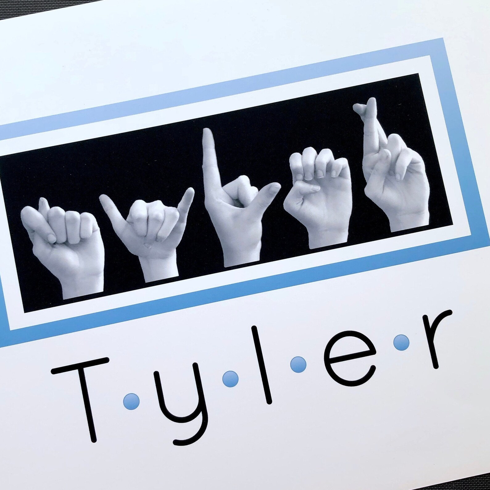 Blue Polka Dot ASL Alphabet NAME Sign Language Personalized - Etsy