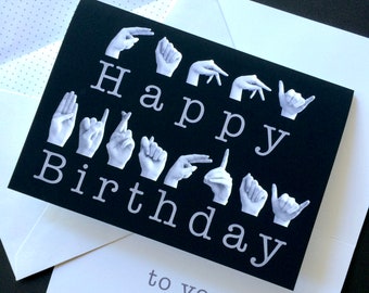 Sign Language Birthday Card - Etsy