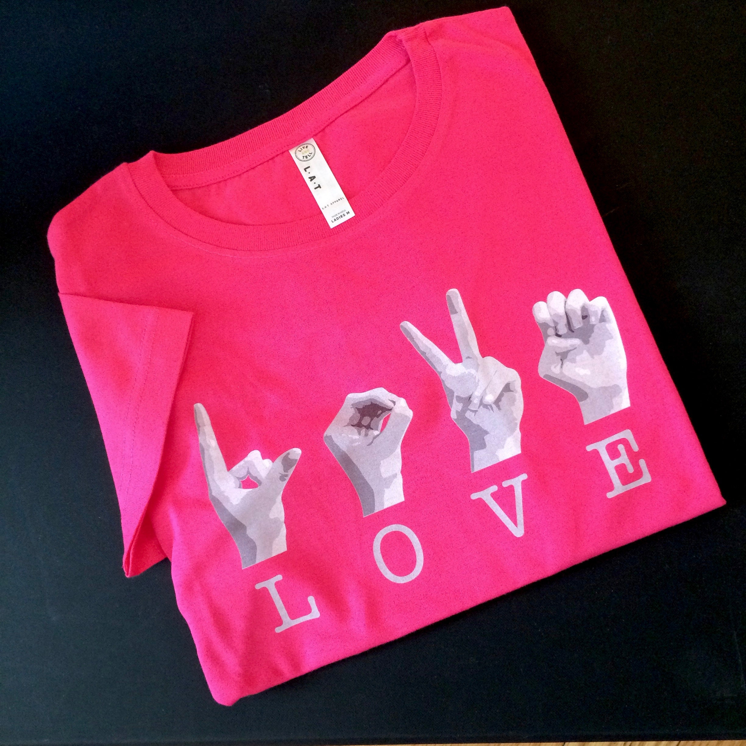 HOT PINK ASL Love Tee Shirt - American Sign Language - Cotton T shirt ...