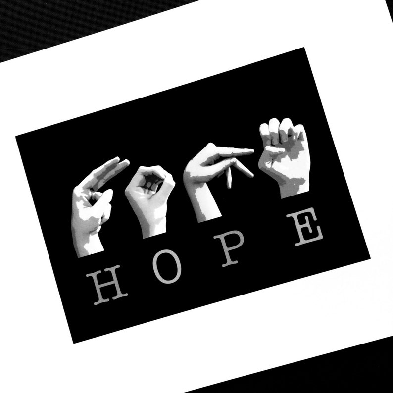 HOPE and LOVE ASL American Sign Language Letters Black & - Etsy