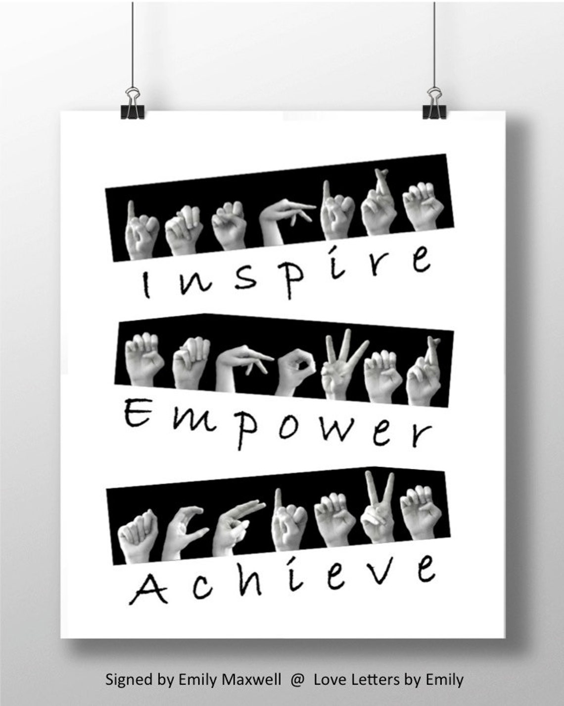 Inspire Empower Achieve ASL Sign Language Letters - Etsy