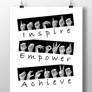 Inspire Empower Achieve ASL Sign Language Letters - Etsy