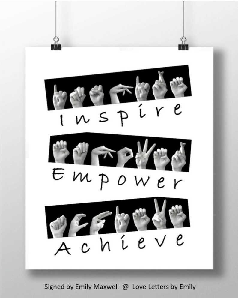 Inspire Empower Achieve ASL Sign Language Letters - Etsy