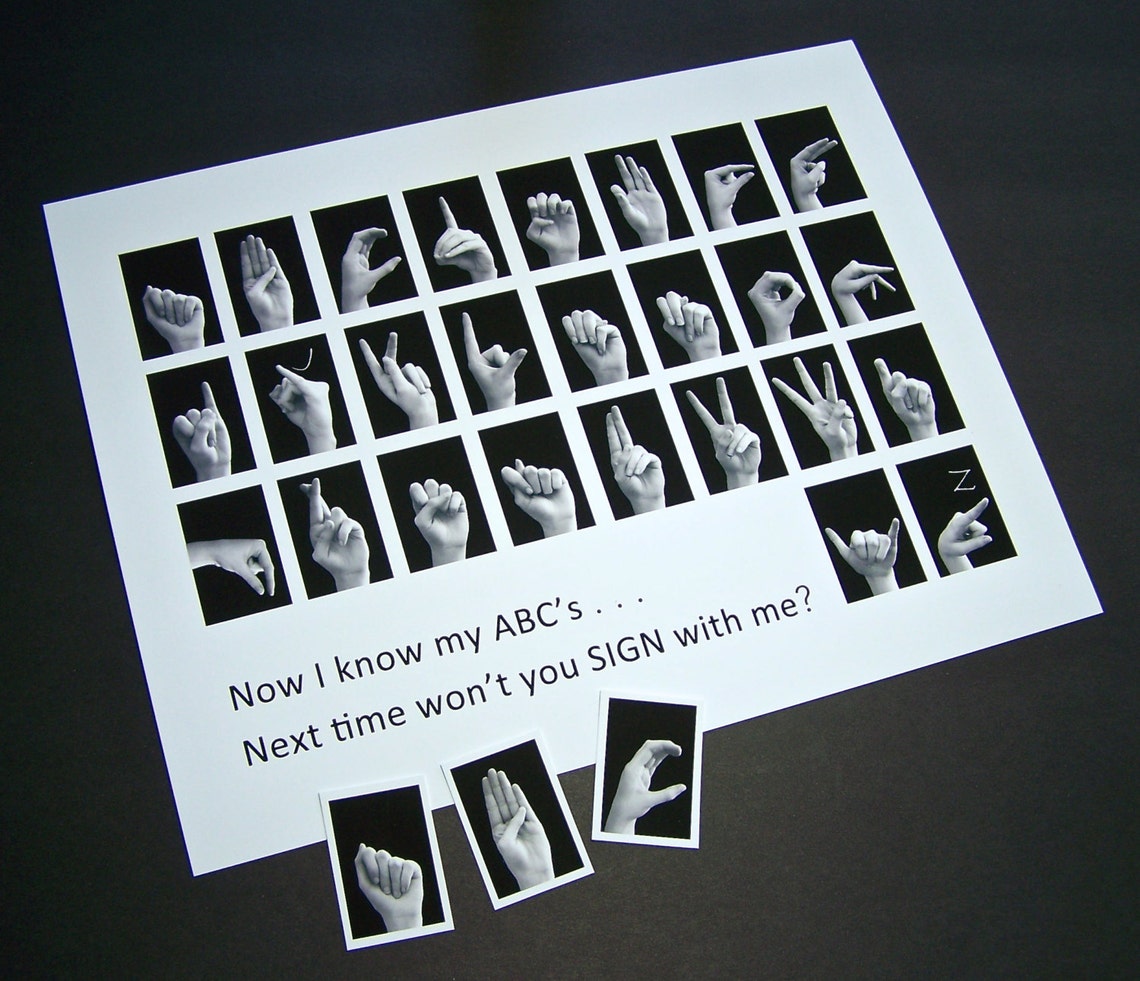 ASL ALPHABET Sign Language Letter Size Print to Frame or - Etsy