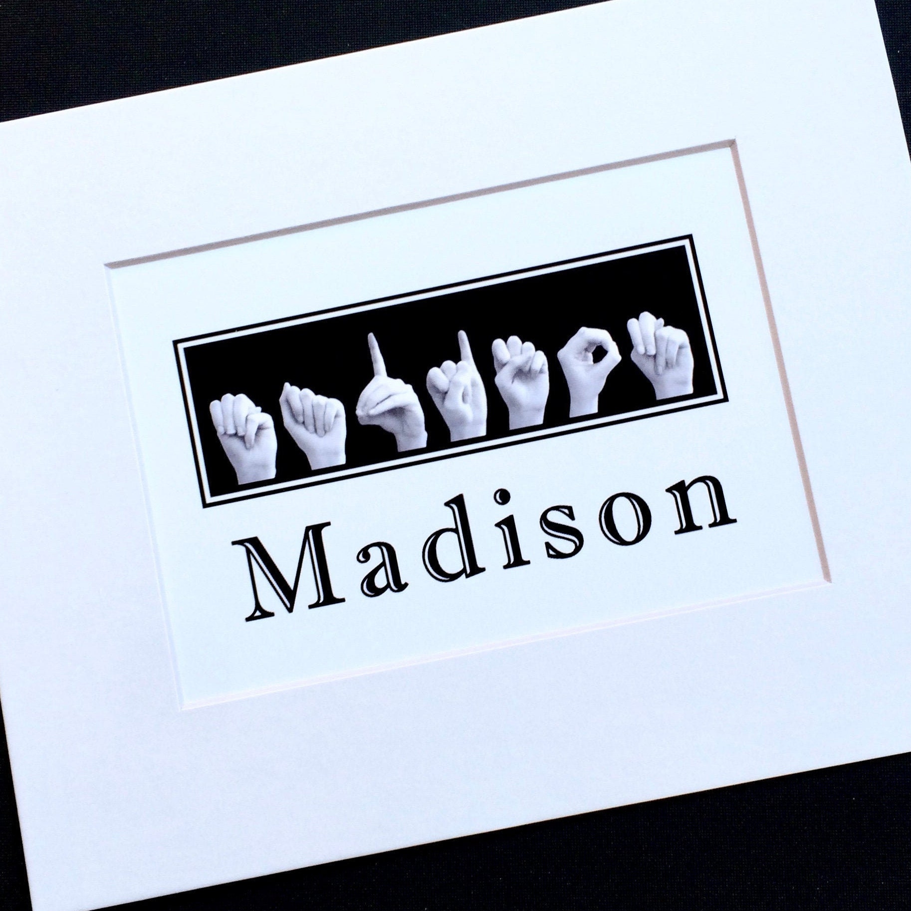 ASL Alphabet NAME Sign Language - Personalized 5x7 Print in 8x10 Mat ...