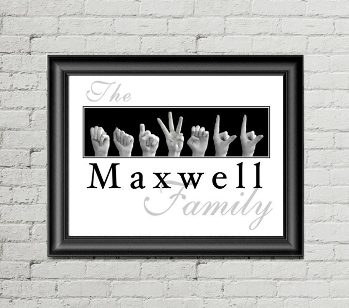 ASL Alphabet FAMILY Name Sign Language Personalized Print plus Digital ...