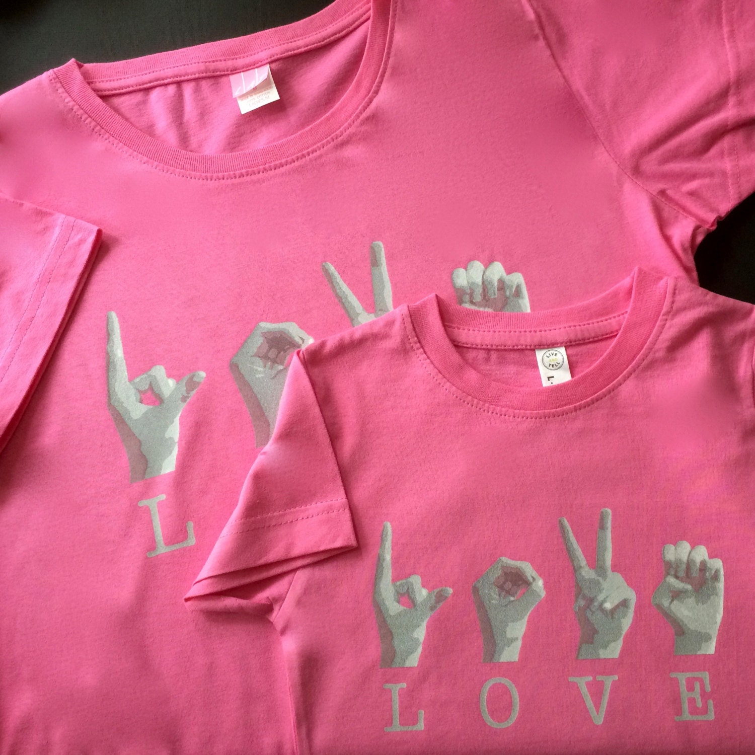 PINK ASL Love Tee Shirt - American Sign Language - Cotton T shirt - LAT ...