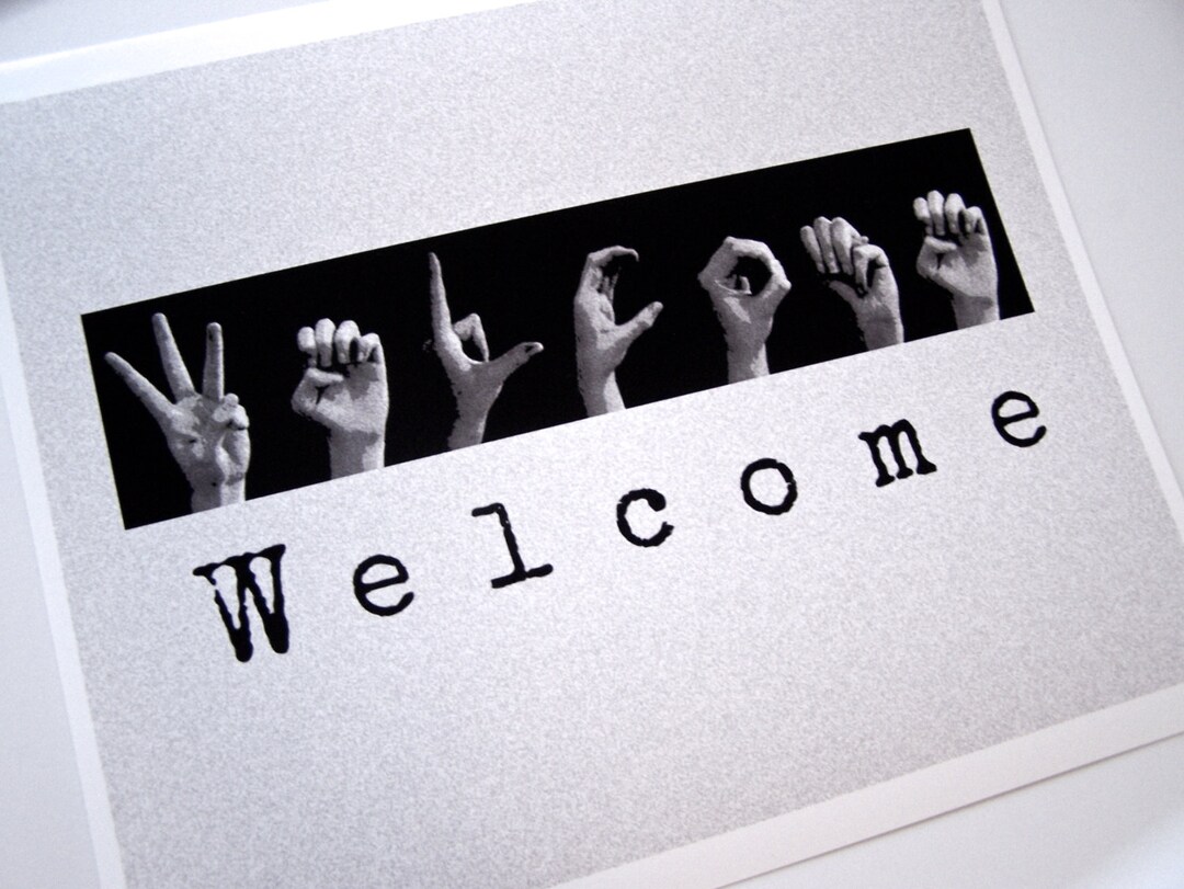 WELCOME Sign ASL Sign Language Letters Black & White - Etsy