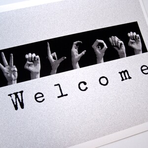 WELCOME Sign ASL Sign Language Letters Black & White - Etsy