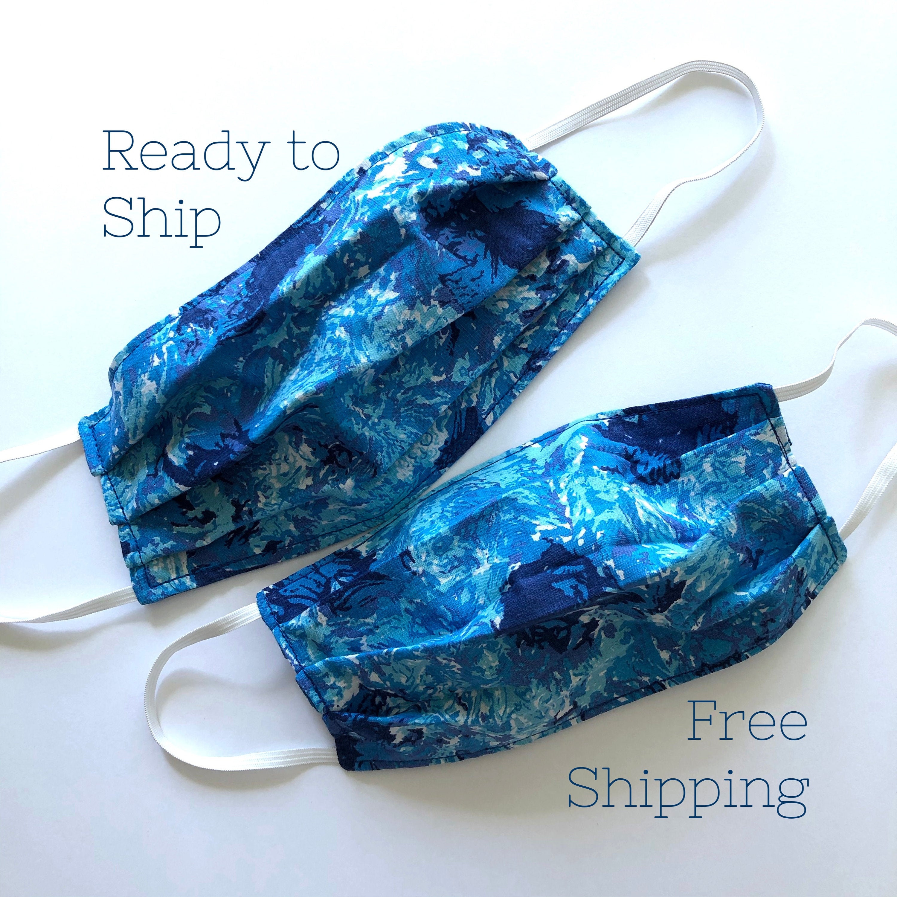 Blue Splash Face Mask | Adult Unisex and Petite | Breathable Cotton ...