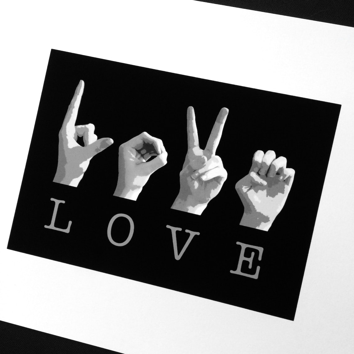 HOPE and LOVE ASL American Sign Language Letters Black & - Etsy