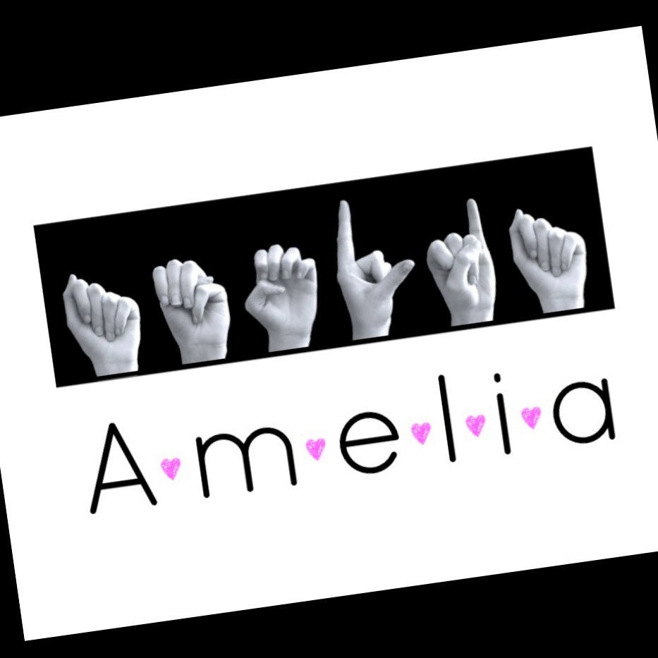 ASL Alphabet Name in American Sign Language - Custom Order - Black ...