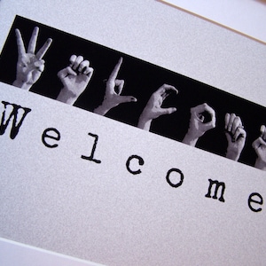 WELCOME Sign ASL Sign Language Letters Black & White - Etsy