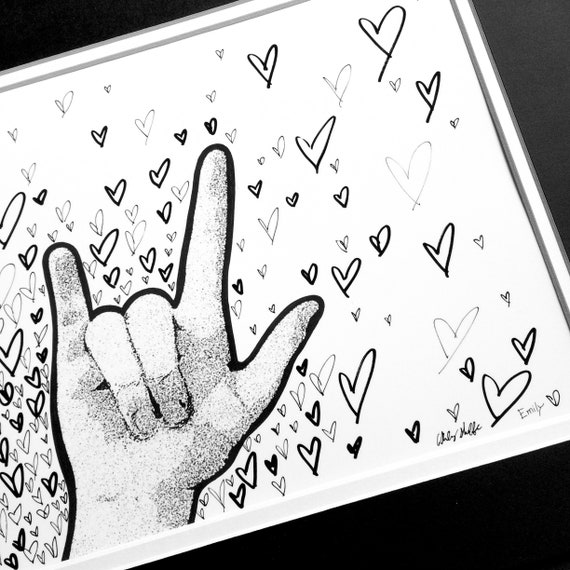 ASL I Love You Heart Art Coloring Page by Ashley Shaffer & | Etsy