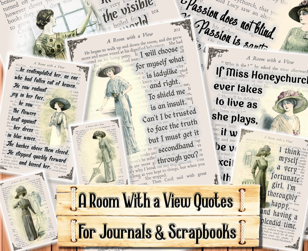 A Room With a View Quotes, Junk Journal Kit, Download and Print Upon ...