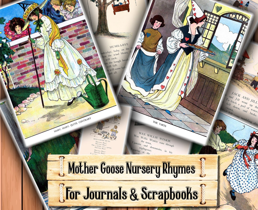 Mother Goose Nursery Rhymes, Part 1, Junk Journal Kit, Download and ...