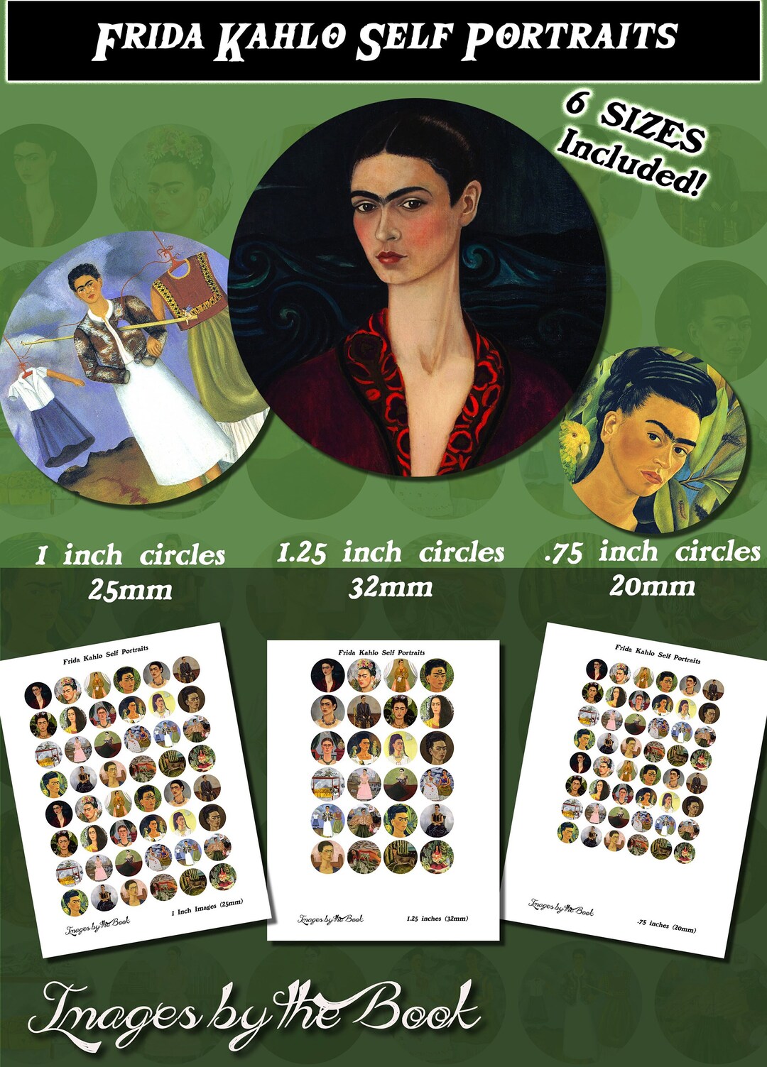 Frida Kahlo Self-portraits, Round Images With 6 Sizes Included Download ...