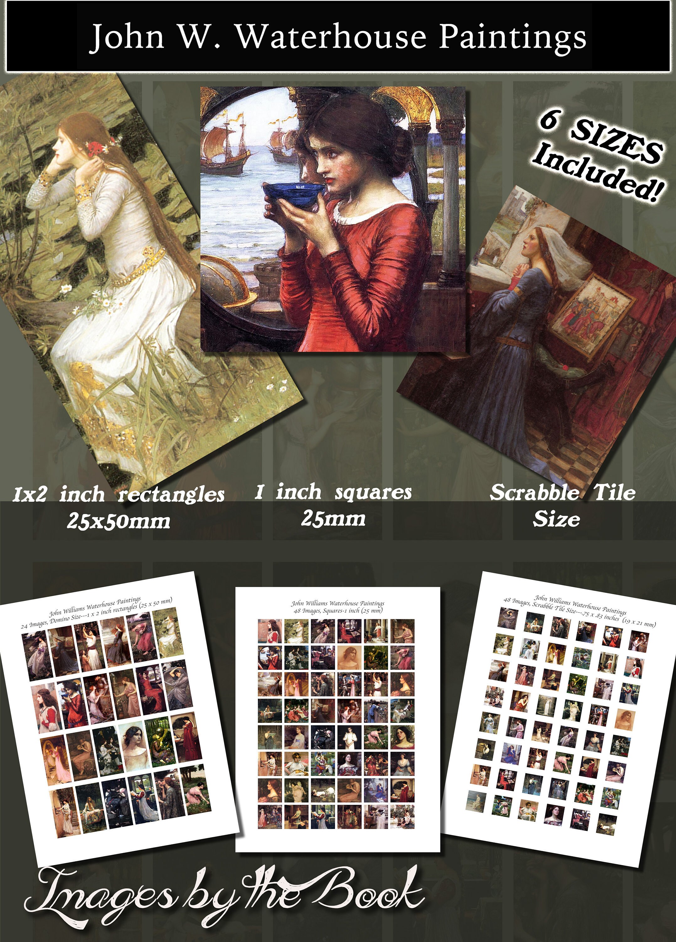John William Waterhouse Art Squares and Rectangles With 6 - Etsy