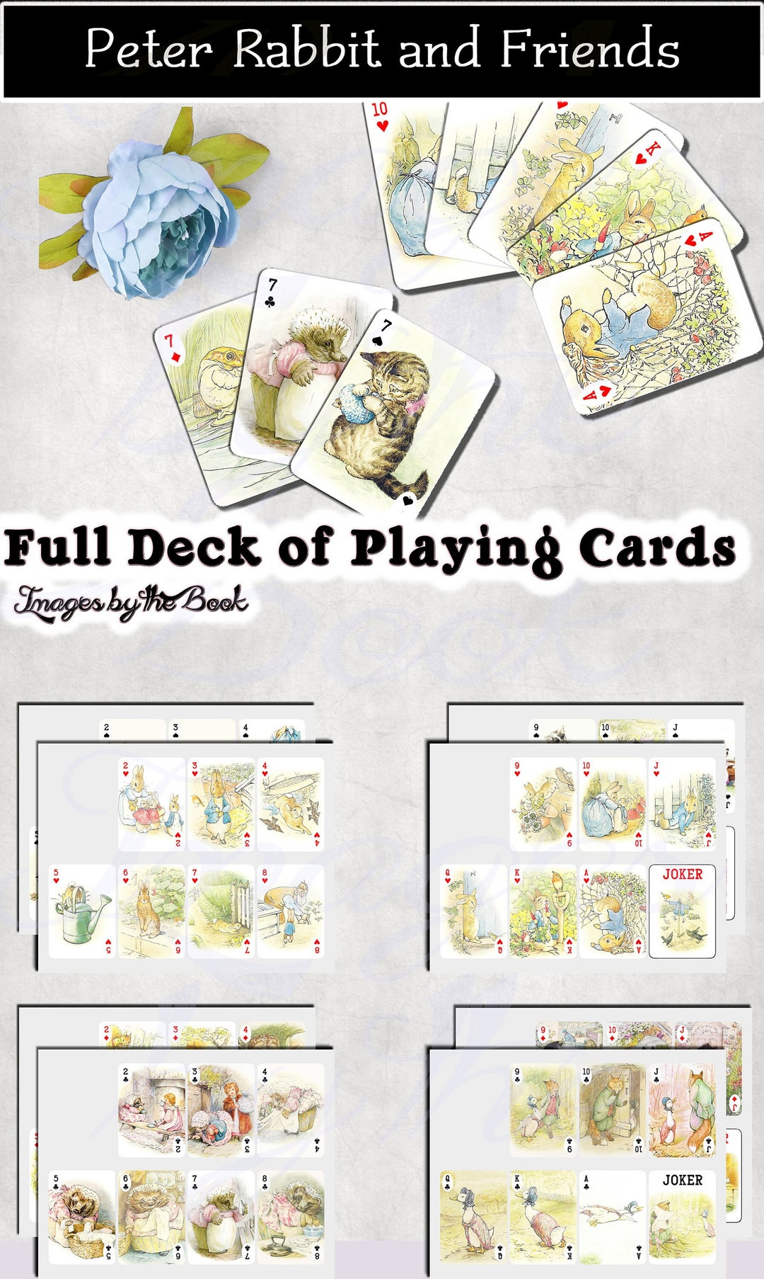 Beatrix Potter Books, Peter Rabbit and Friends, Playing Cards (A Full ...