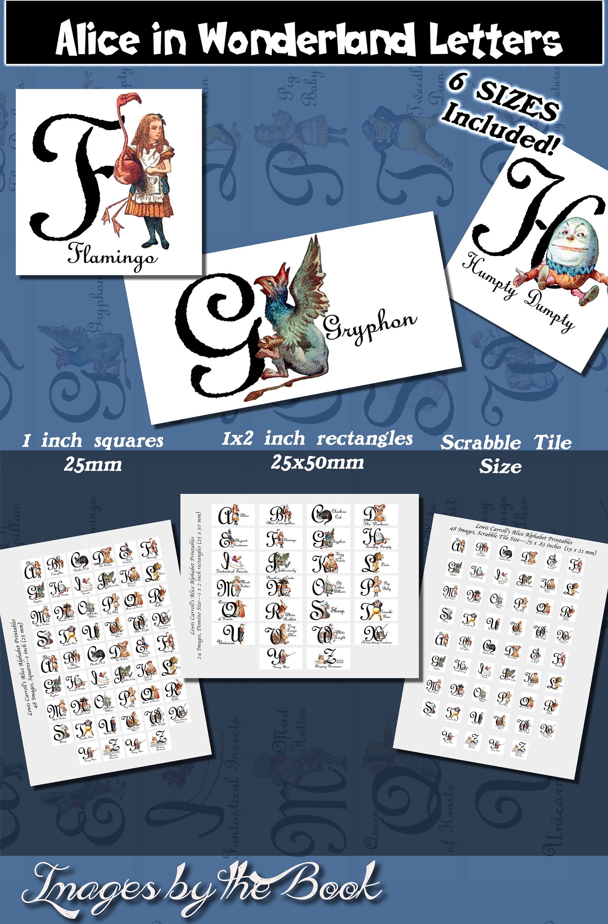 Alice in Wonderland Letters Squares and Rectangles With 6 - Etsy India