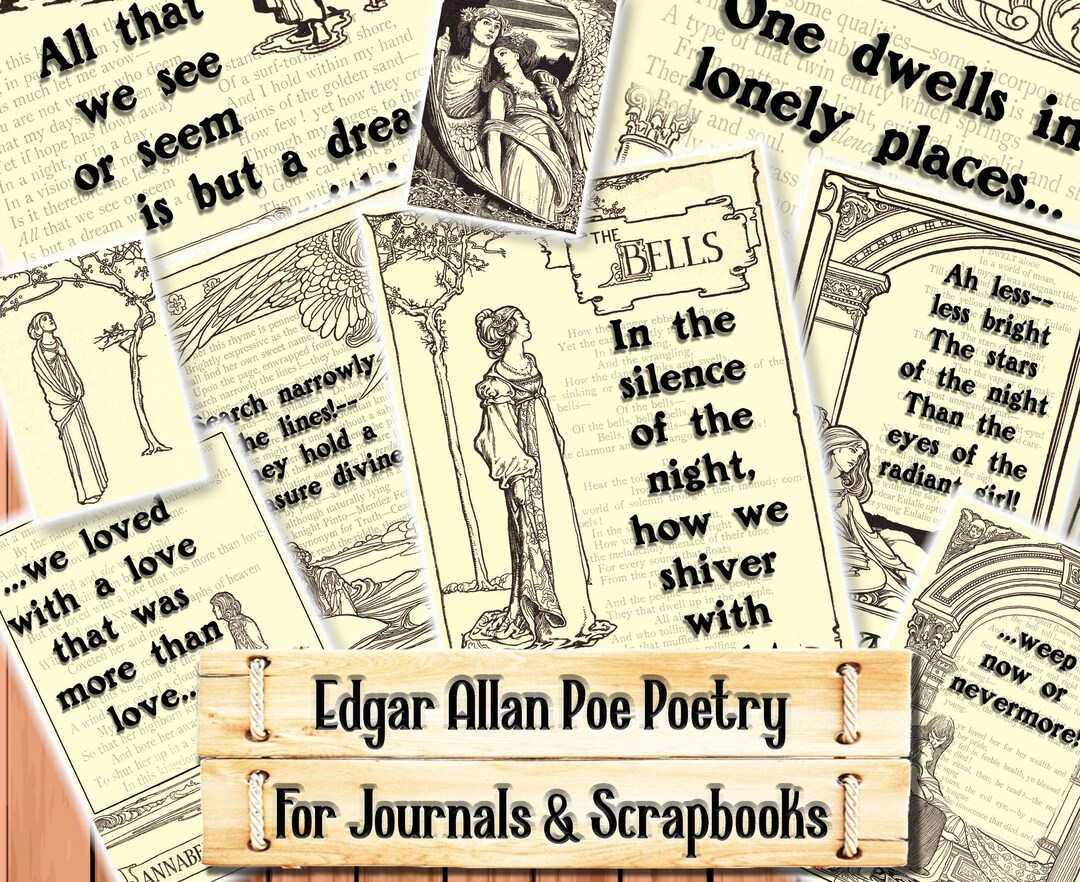 Edgar Allan Poe Poetry, Junk Journal Kit (digital Download) - Etsy