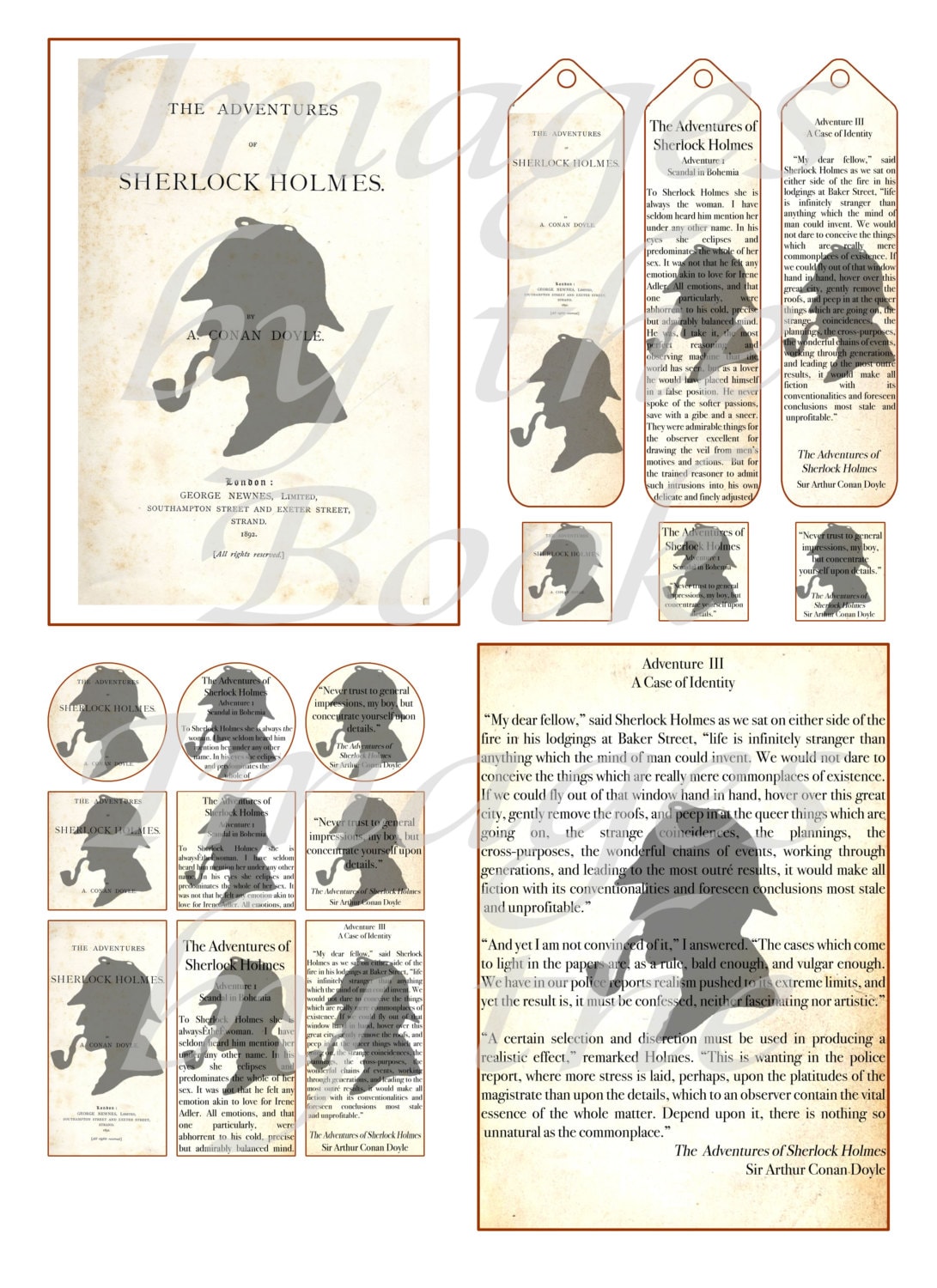 Sherlock Holmes Bundle Five Sheets Included. | Etsy