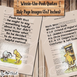 Winnie-the-pooh Quotes With, Original Illustrations in Color, Junk ...