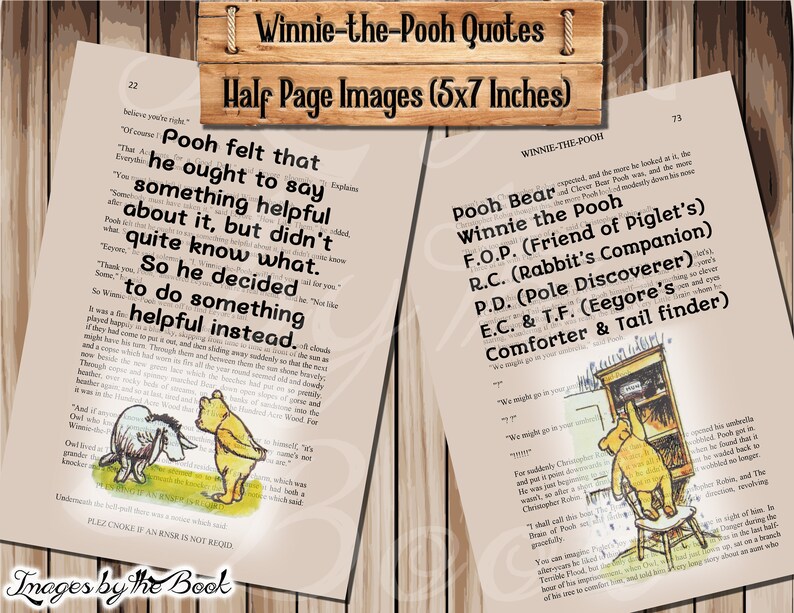 Winnie-the-pooh Quotes With Original Illustrations in Color, Junk ...