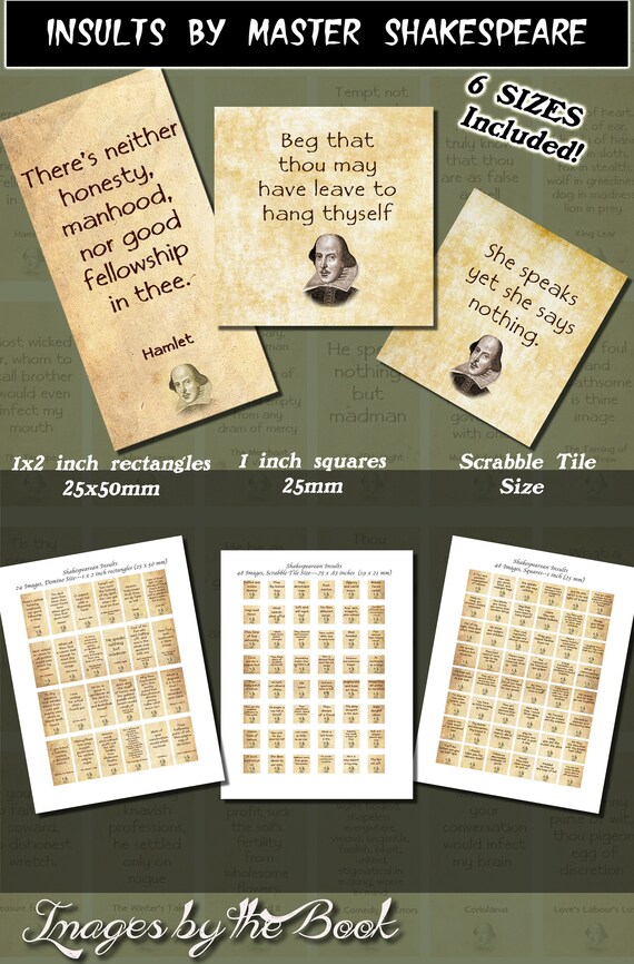 Shakespeare Insults 2 Squares and Rectangles With 6 Sizes - Etsy UK