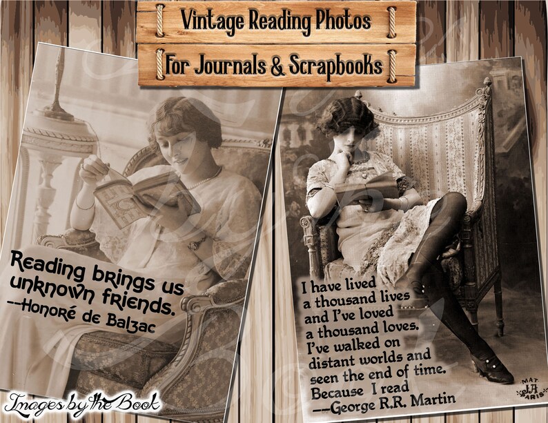 Vintage Photos Reading Quotes Women Reading Junk Journal | Etsy