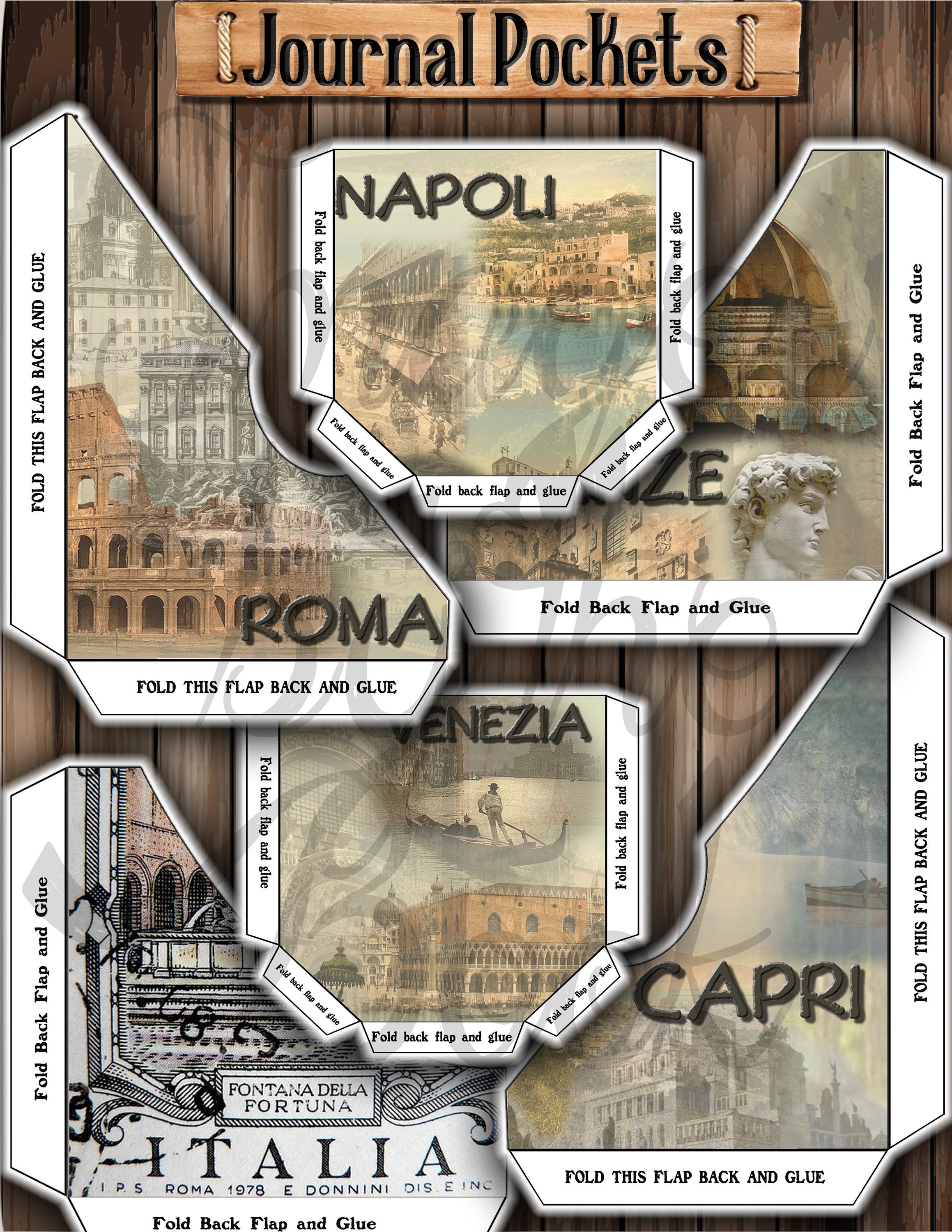 Italy Travel Posters, Italian Ephemera, Junk Journal Kit (digital ...