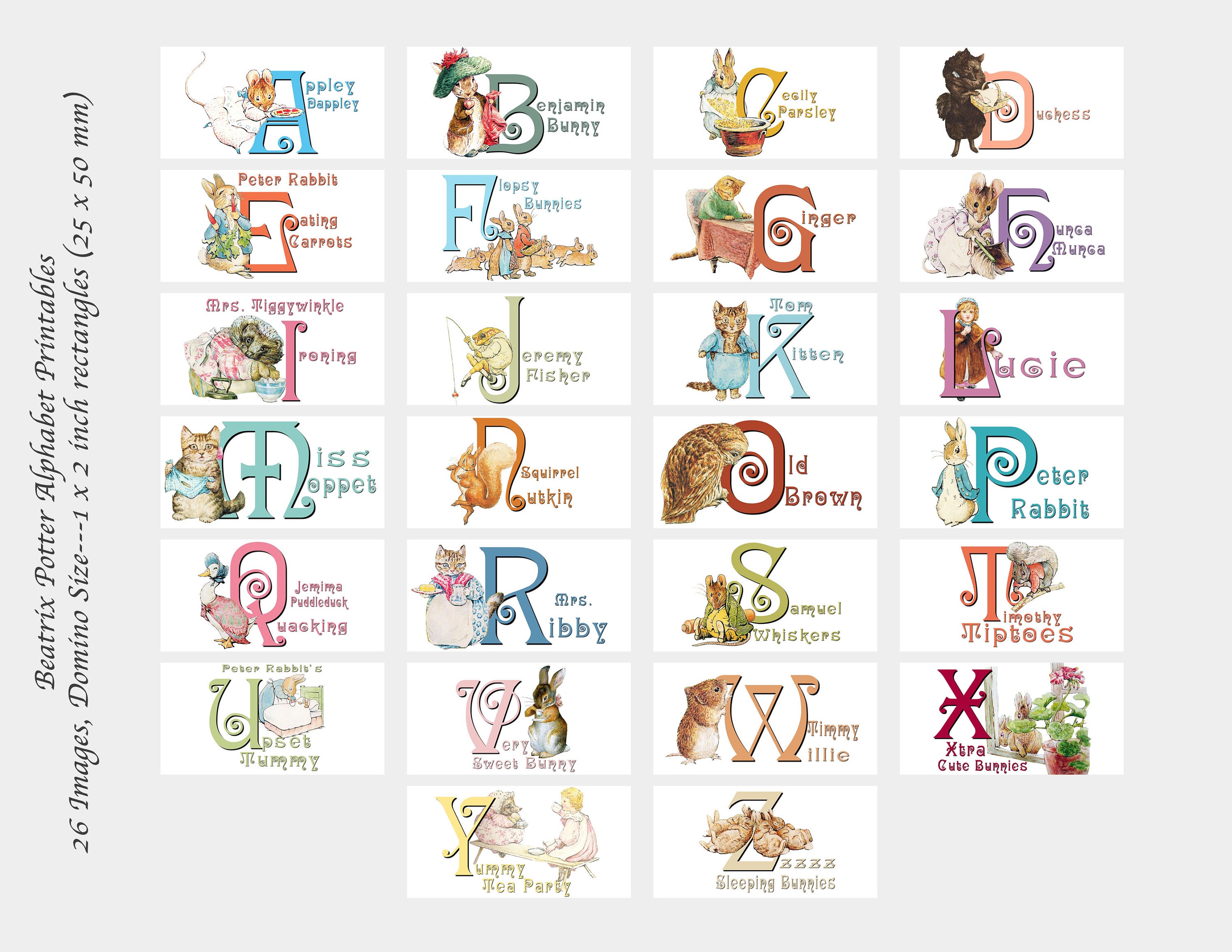 Beatrix Potter Letters Peter Rabbit Squares and Rectangles - Etsy
