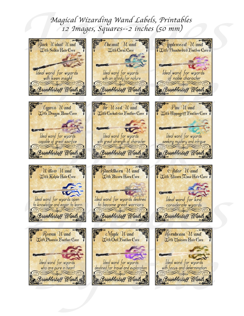Wizards Wand, Magical Prints, Squares and Rectangles (digital Download ...