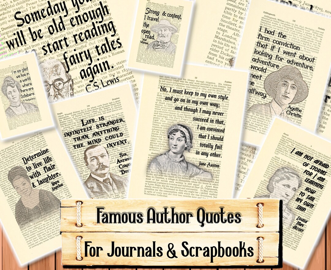 Famous Authors Quotes, Junk Journal Kit, Download and Print Upon ...