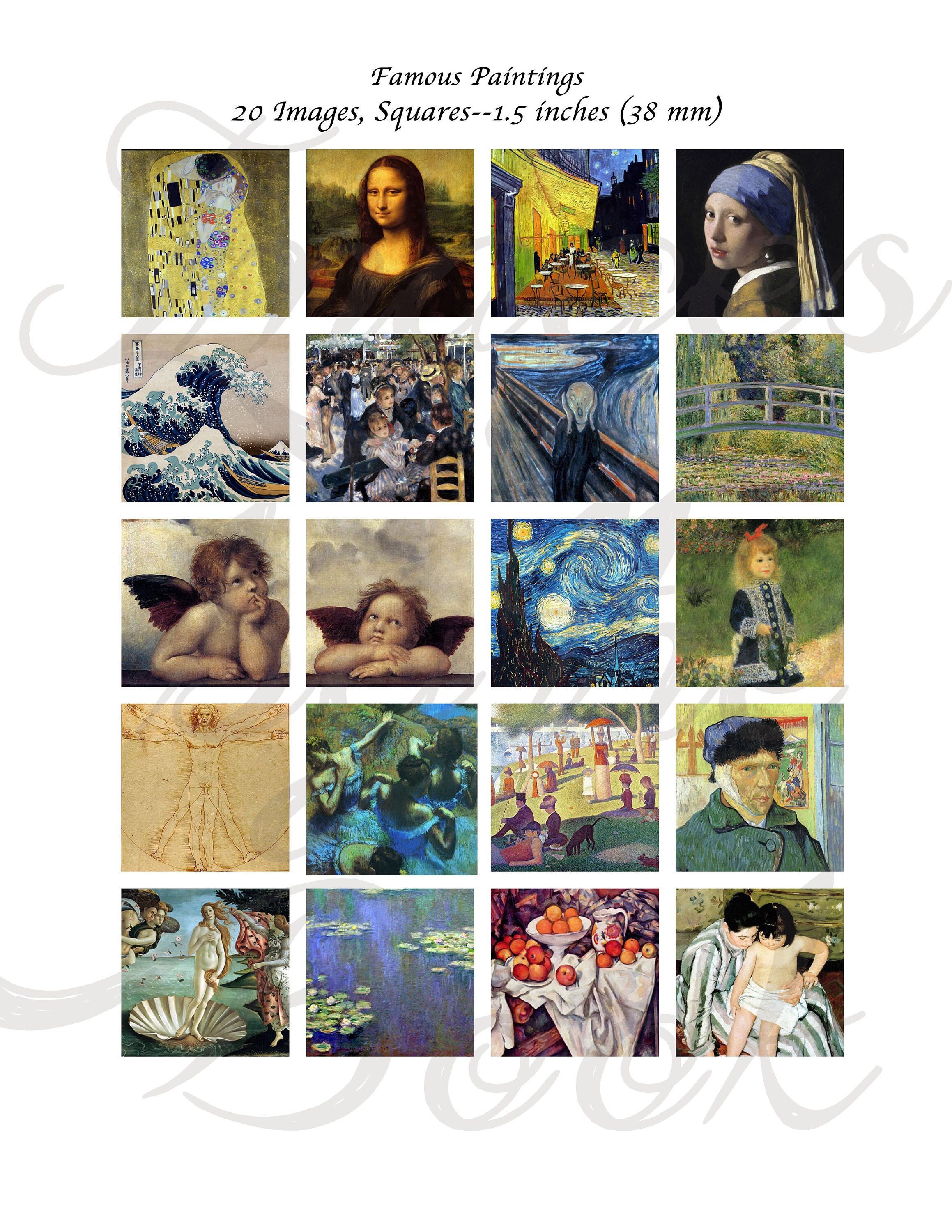 Famous Paintings Prints Squares and Rectangles With 6 Sizes - Etsy
