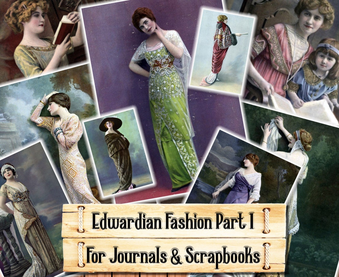 Edwardian Fashion Prints #1, 1900s Dresses, 1910s Dresses, Junk Journal ...