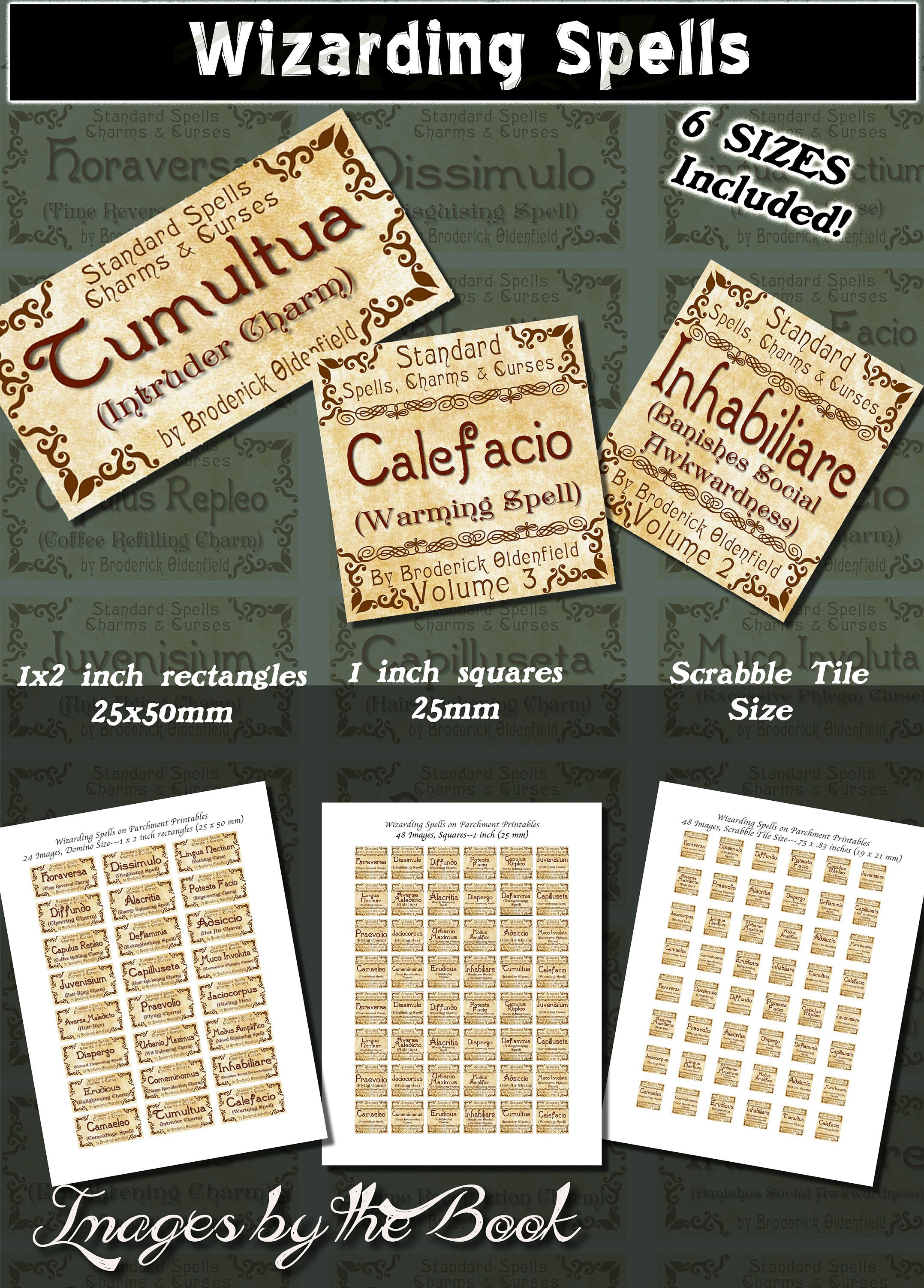 Wizard Spells Magical Prints Squares and Rectangles With 6 - Etsy