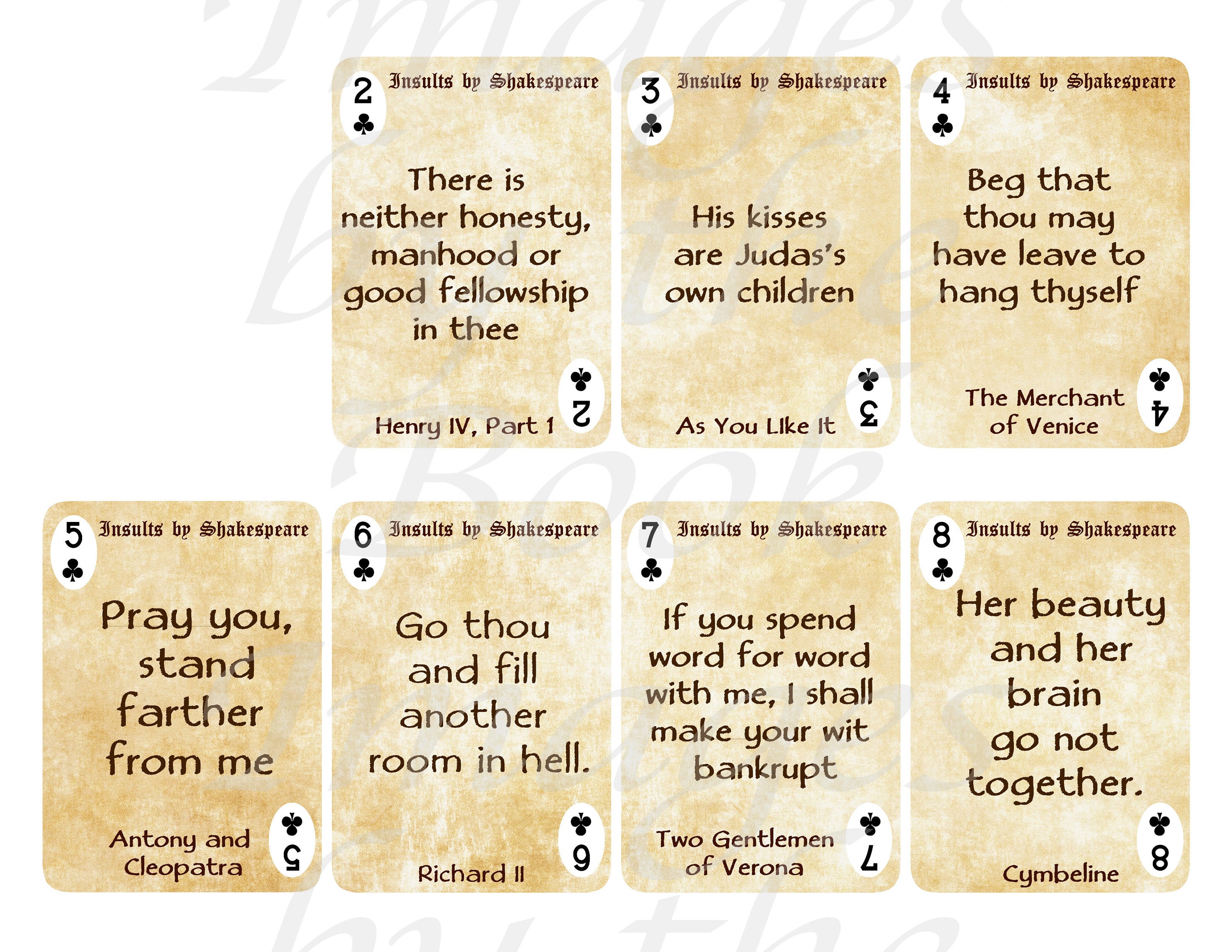Shakespeare Insults 2 Playing Cards A Full Deck of Cards | Etsy