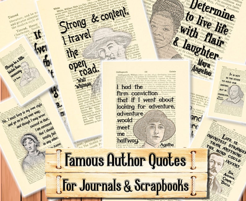 Famous Authors Quotes Junk Journal Kit Download and Print - Etsy