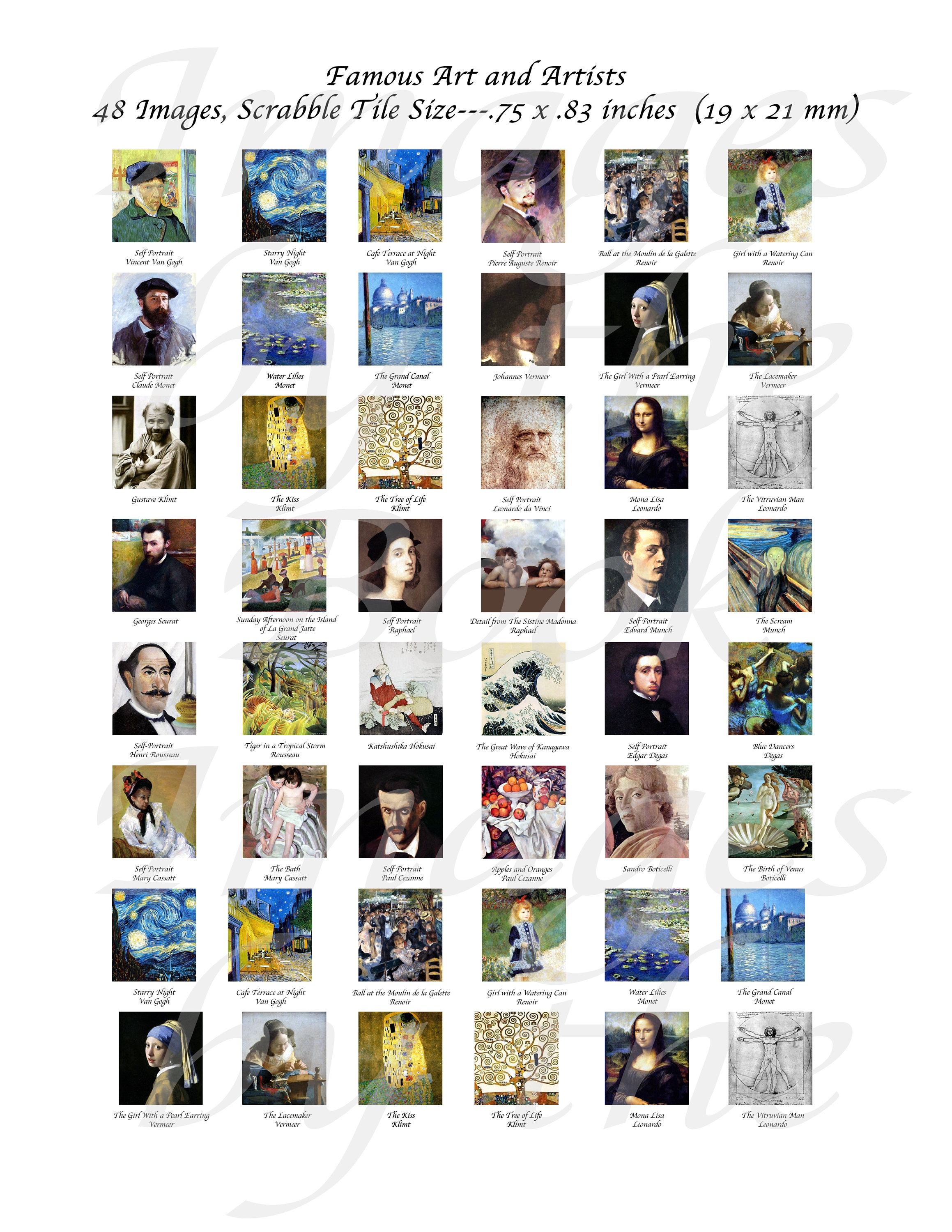 Famous Paintings Prints Squares and Rectangles With 6 Sizes - Etsy