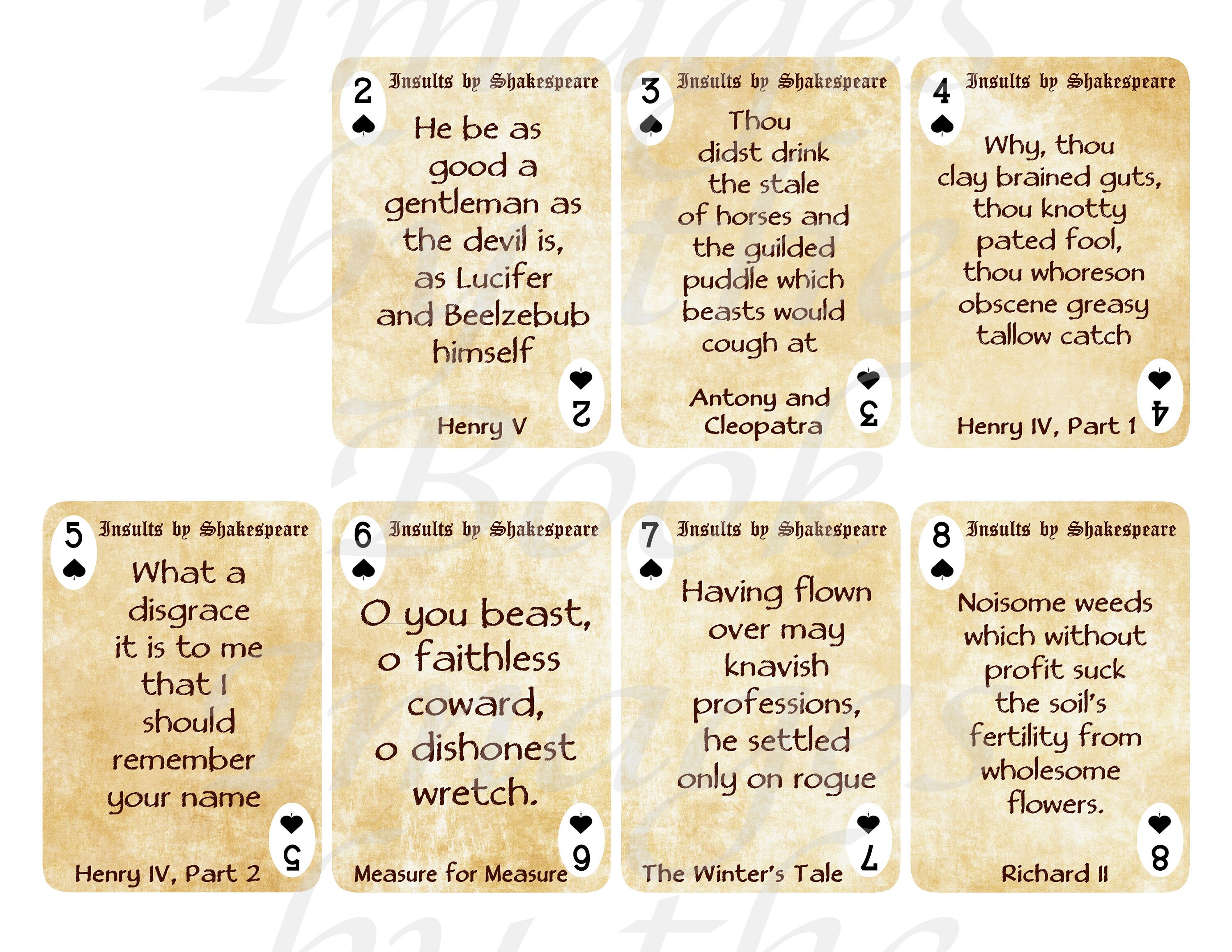 Shakespeare Insults 2 Playing Cards A Full Deck of Cards | Etsy