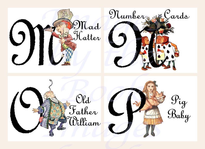 Alicia en el País de las Maravillas Letras del Alfabeto Juego | Etsy