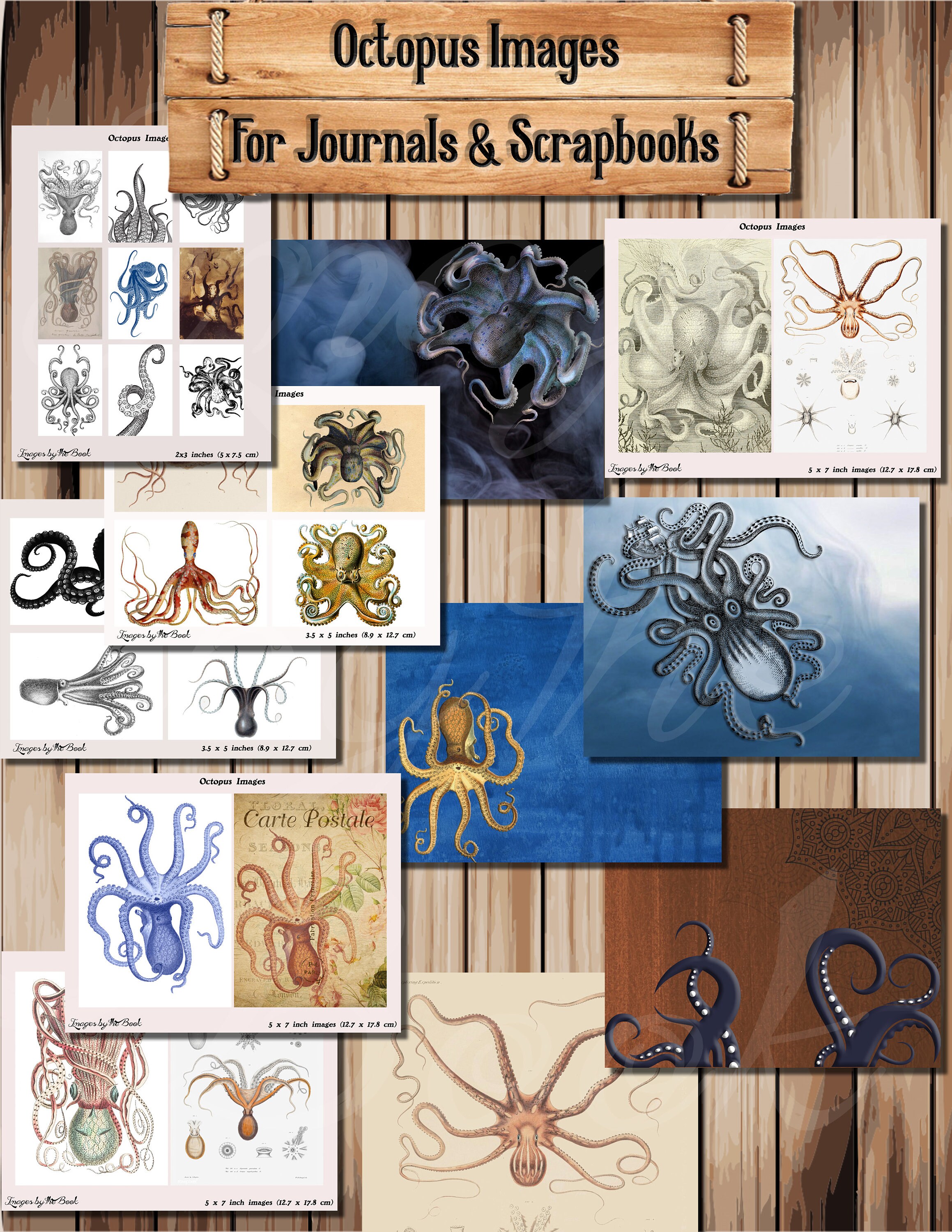 Octopus Junk Journal Kit Download and Print Upon Purchase - Etsy