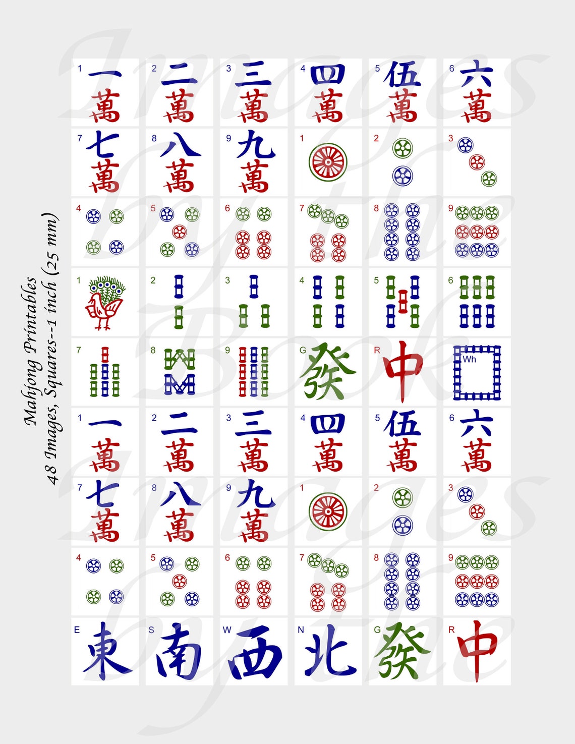 Mahjong Tiles, Squares and Rectangles (digital Download) - Etsy Australia