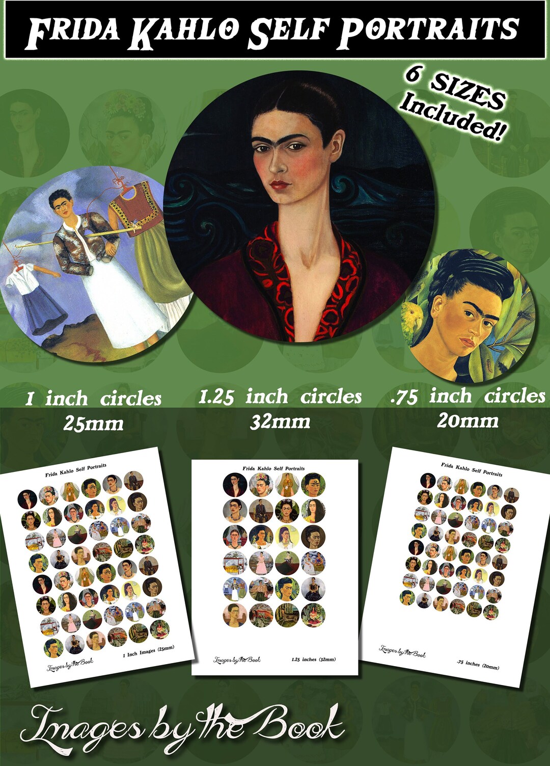 Frida Kahlo Self-portraits Round Images With 6 Sizes - Etsy