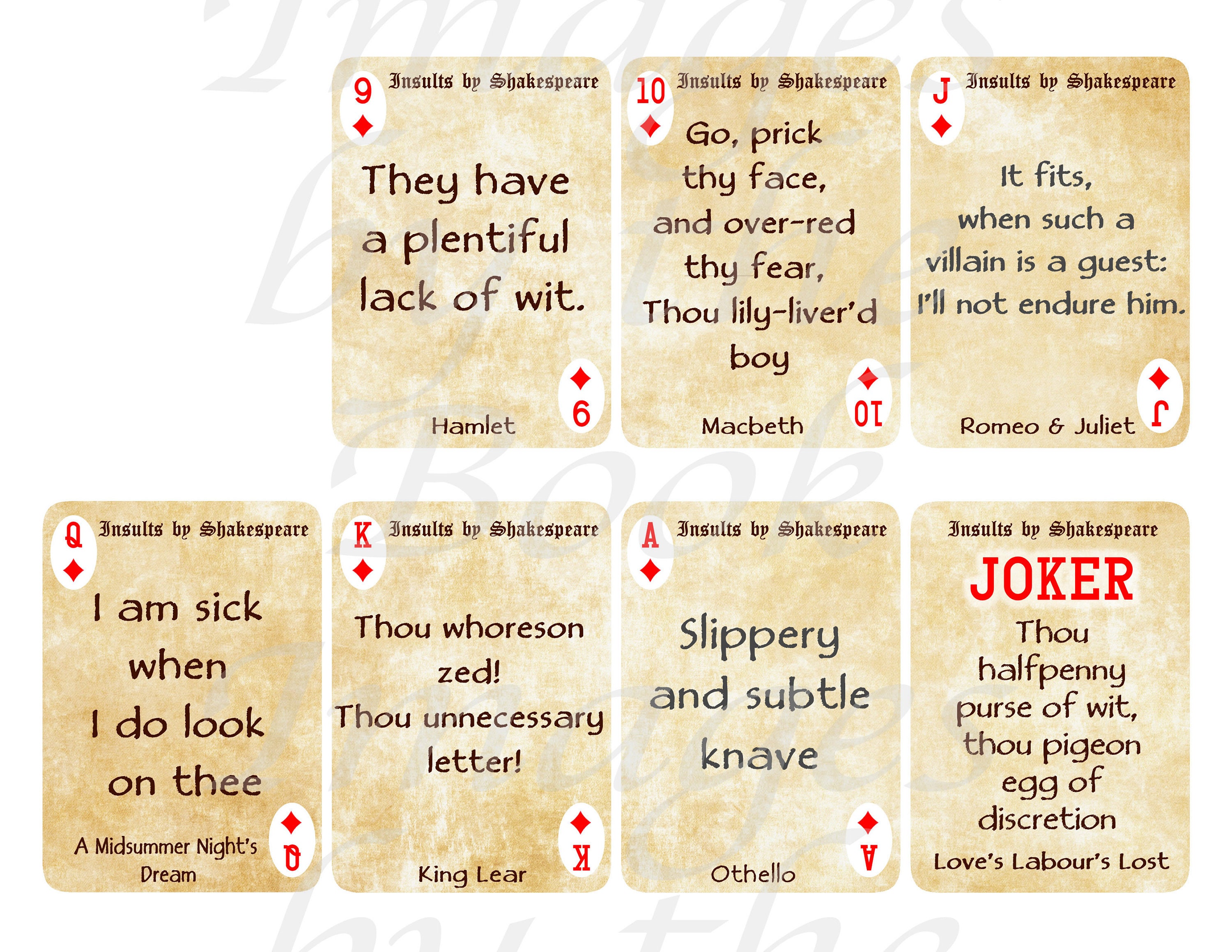 Shakespeare Insults 2 Playing Cards A Full Deck of Cards | Etsy