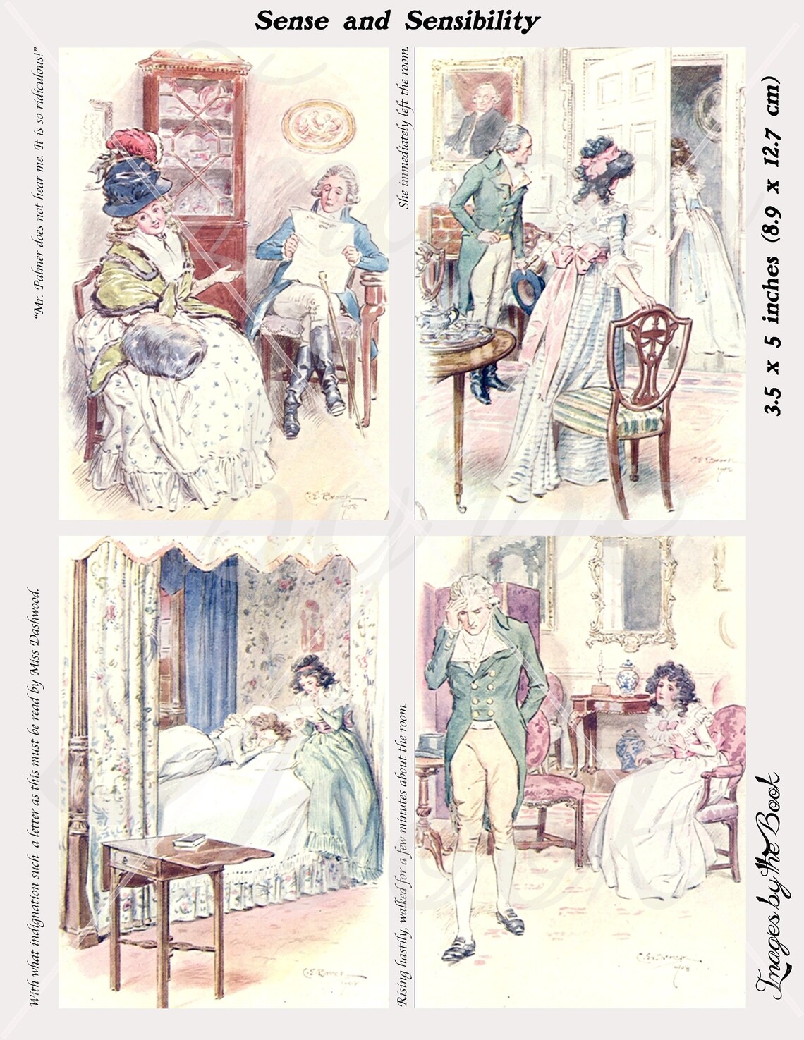 Jane Austen Illustrations Sense and Sensibility Stationery | Etsy