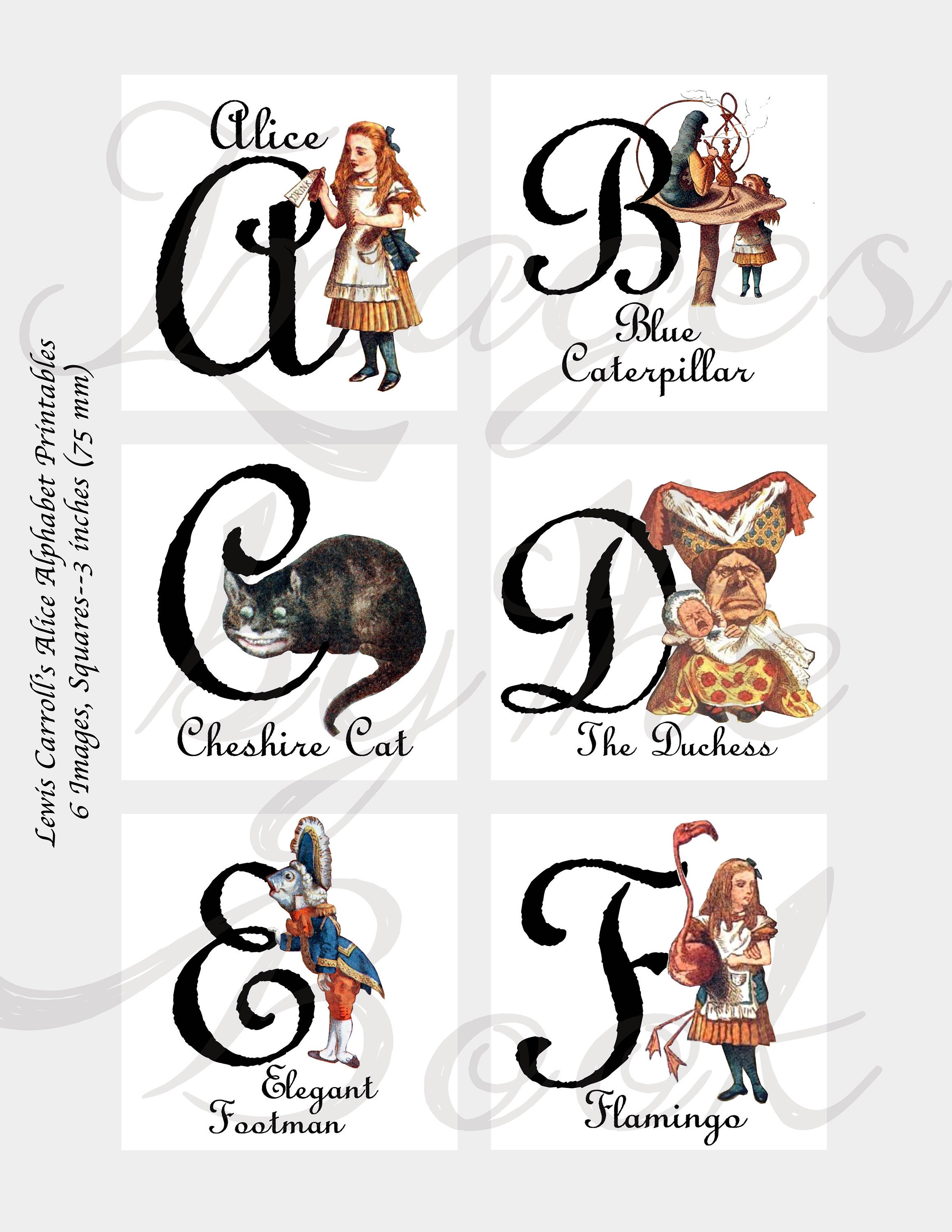 Alice in Wonderland Letters Squares and Rectangles With 6 - Etsy India