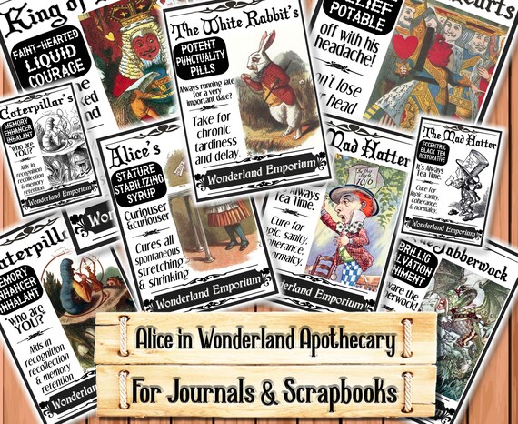 Alice in Wonderland Art Apothecary Labels Fantasy Potions - Etsy